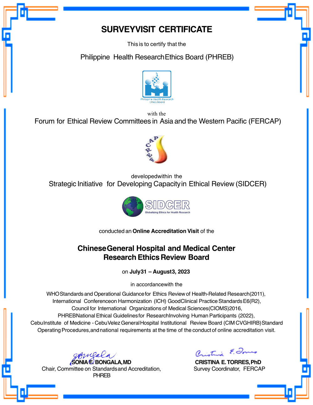 Research Ethics Review Board - CGHMC